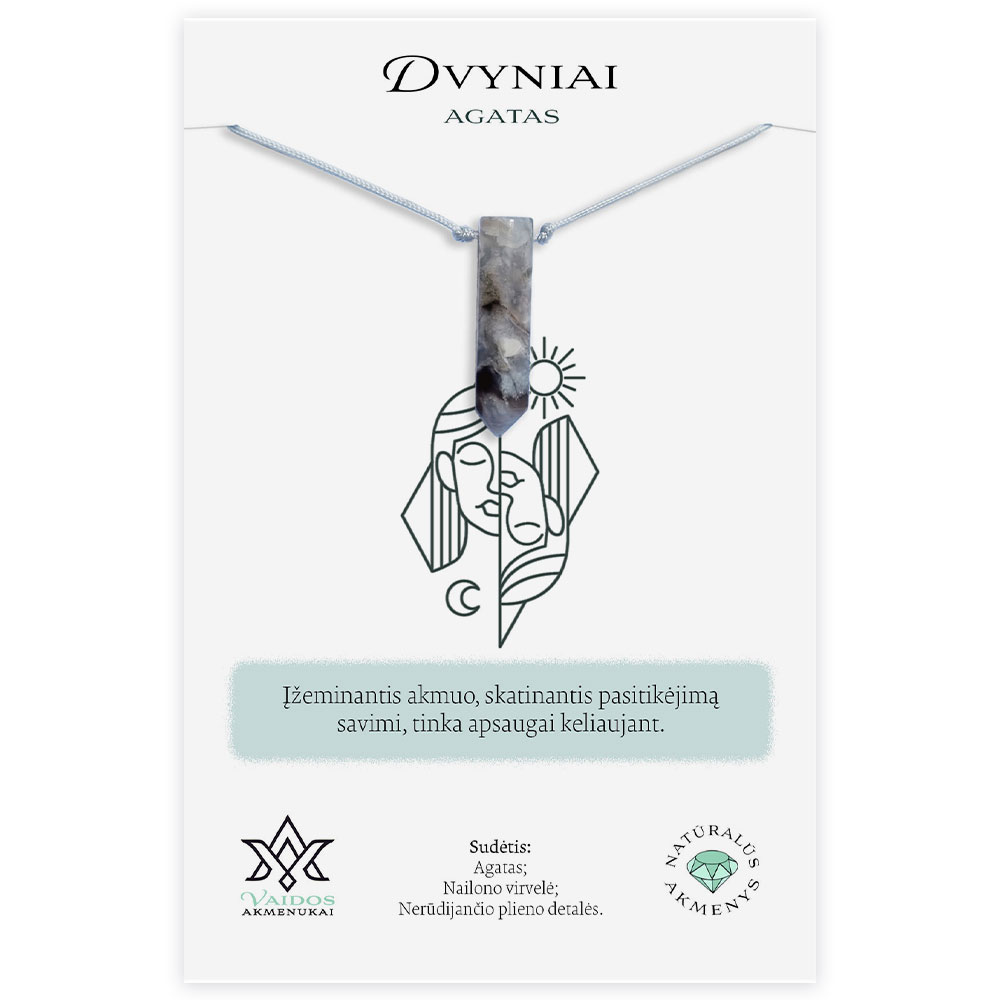 Agato pakabukas Dvyniams - akmenukai.eu