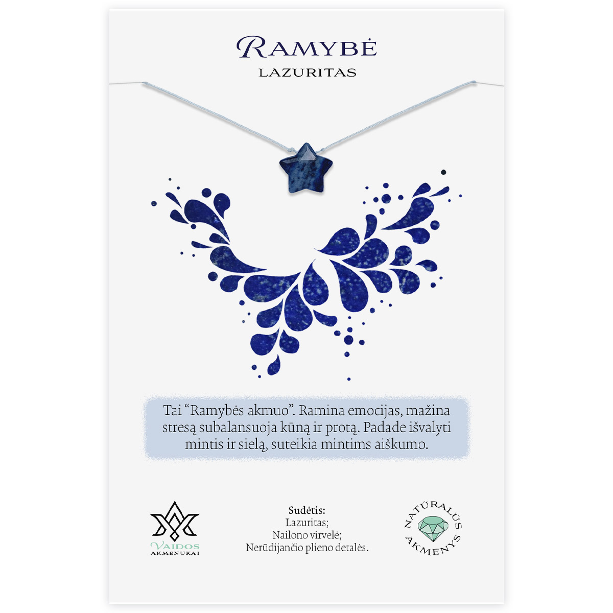 Lazurito žvaigždutės formos pakabukas ramybei - akmenukai.eu